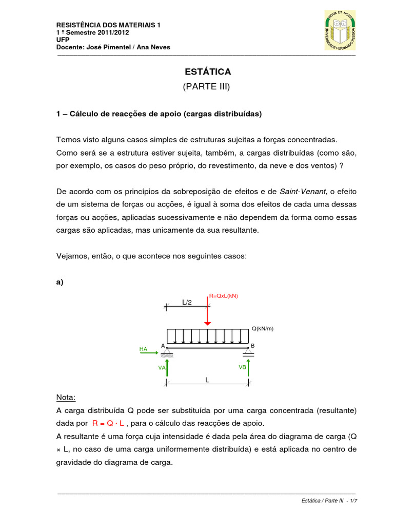 4 - Estática - Parte III | PDF | Mecânica | Mecânica Clássica