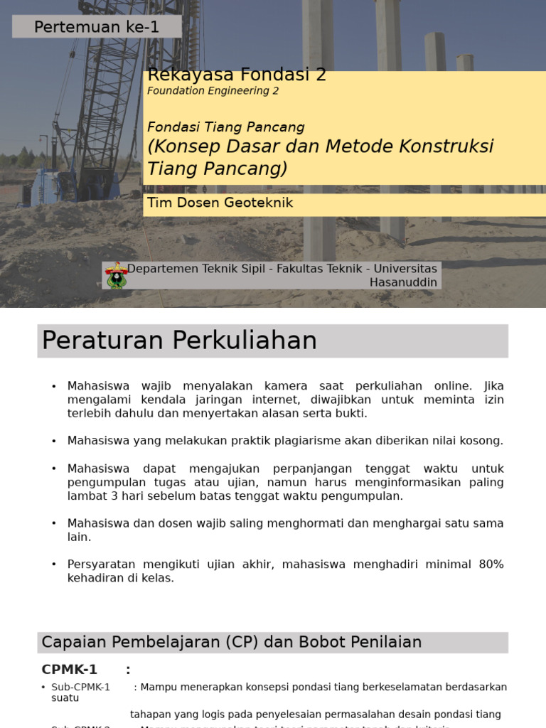 Pertemuan 1. Rekayasa Fondasi 2 | PDF | Deep Foundation | Structural Engineering