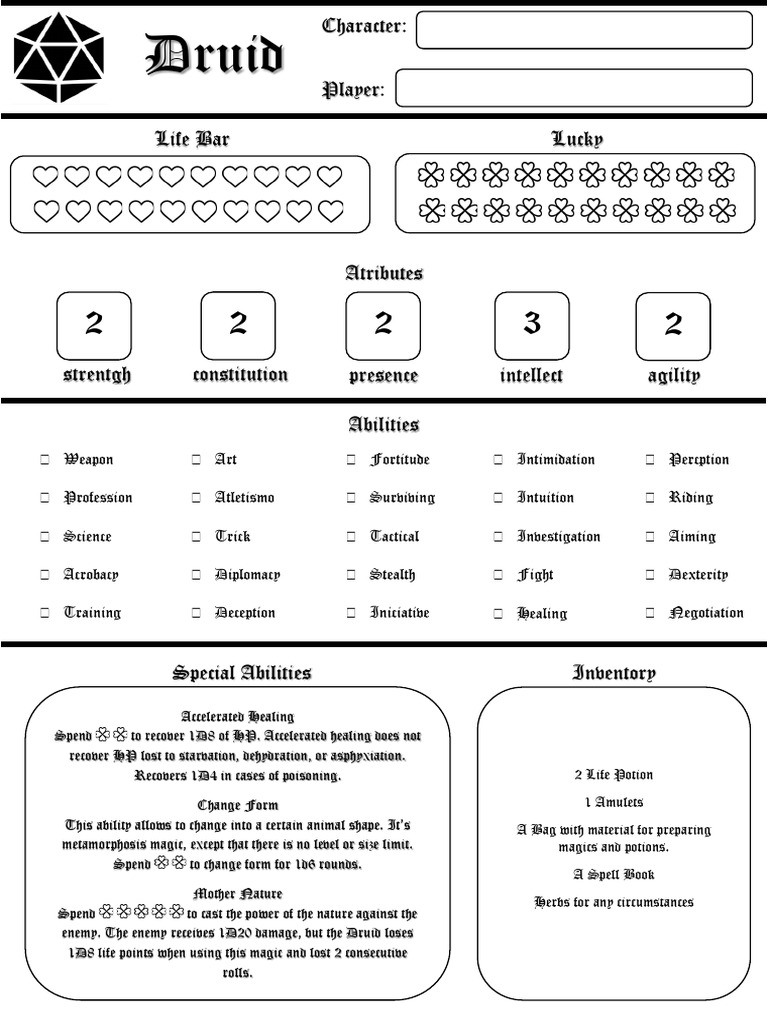 Ficha Druid | PDF