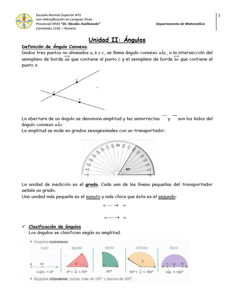 Unidad II - Ngulos. | PDF | Ángulo | Medida Geométrica