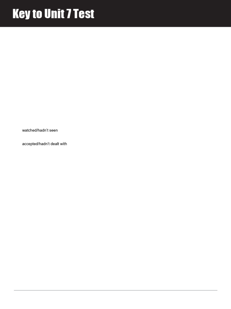 Impact Level 2 Unit 7 Test Test Key 0 | PDF