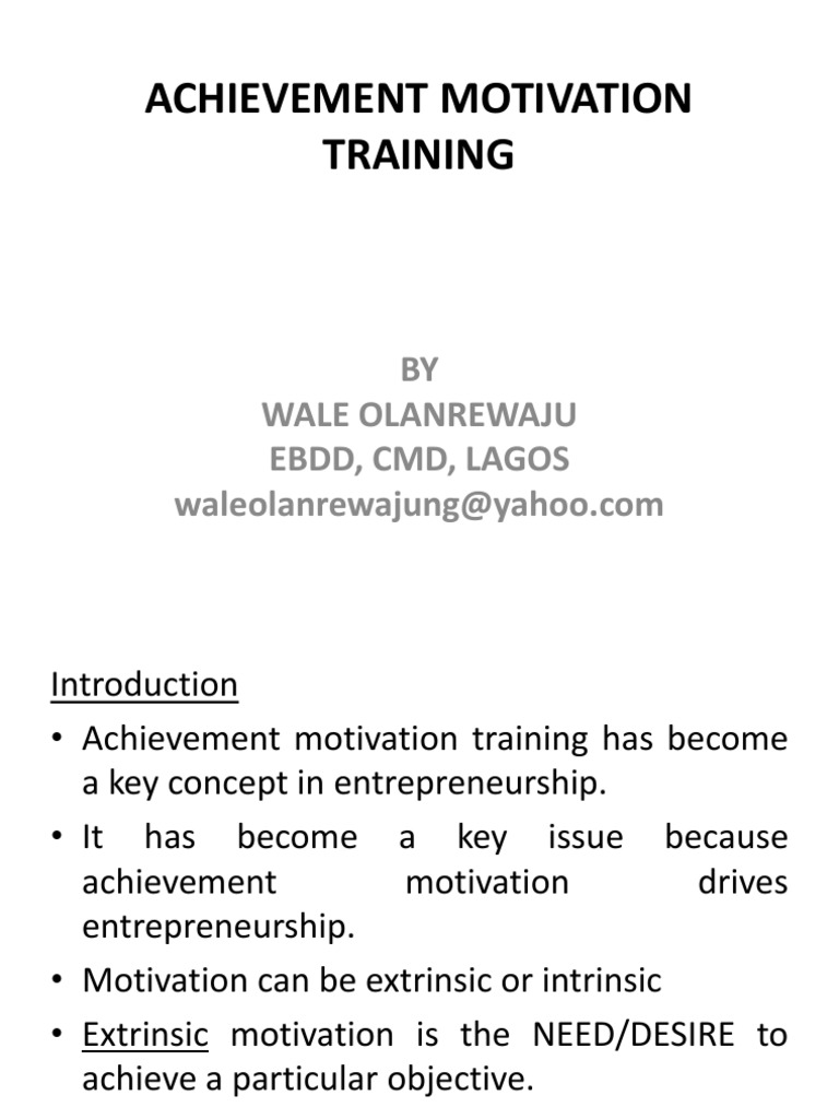 Achievement Motivation Training for Entrepreneurs | PDF ...