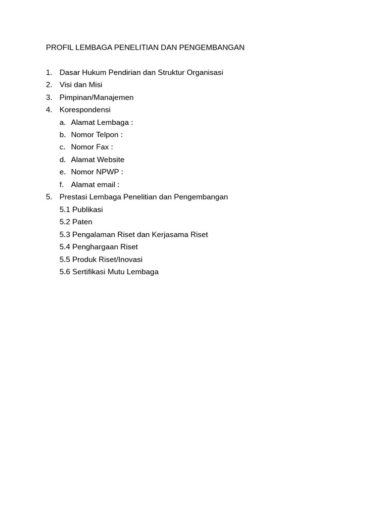 Profil Lembaga Penelitian dan Pengembangan | PDF