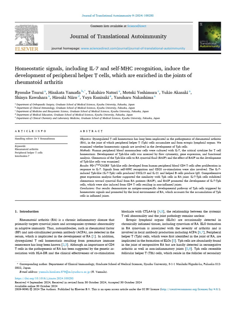 Homeostatic Signals, Including IL-7 and Self-MHC Recognition, Induce ...