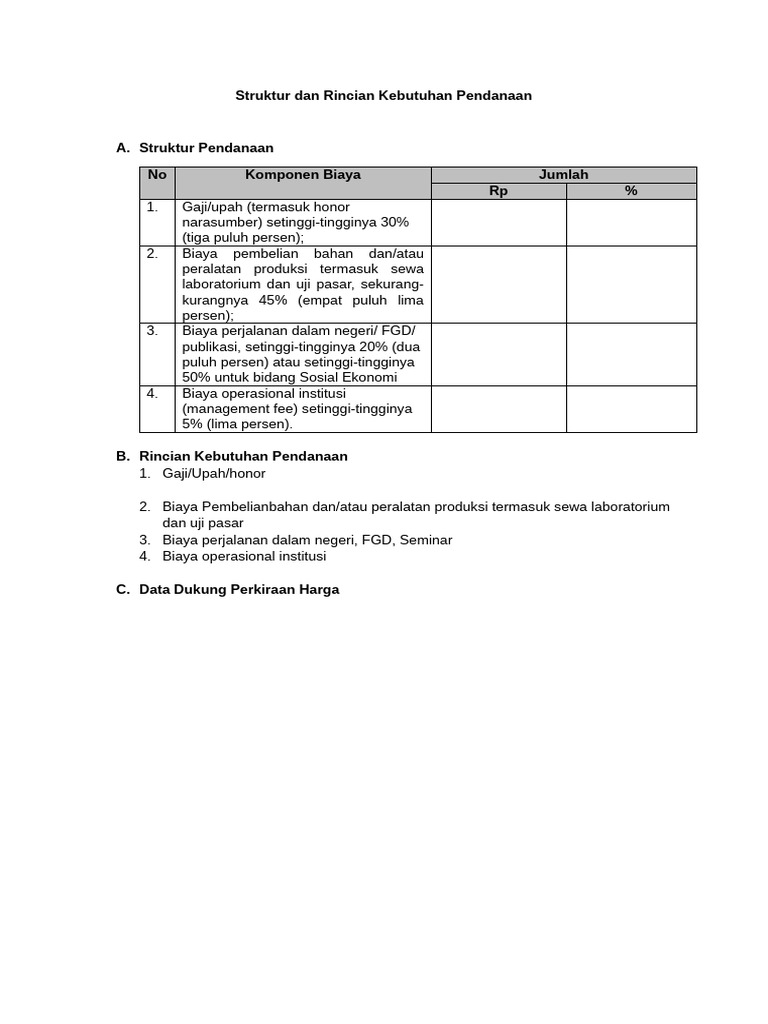 09 Struktur dan Rincian Kebutuhan Pendanaan | PDF