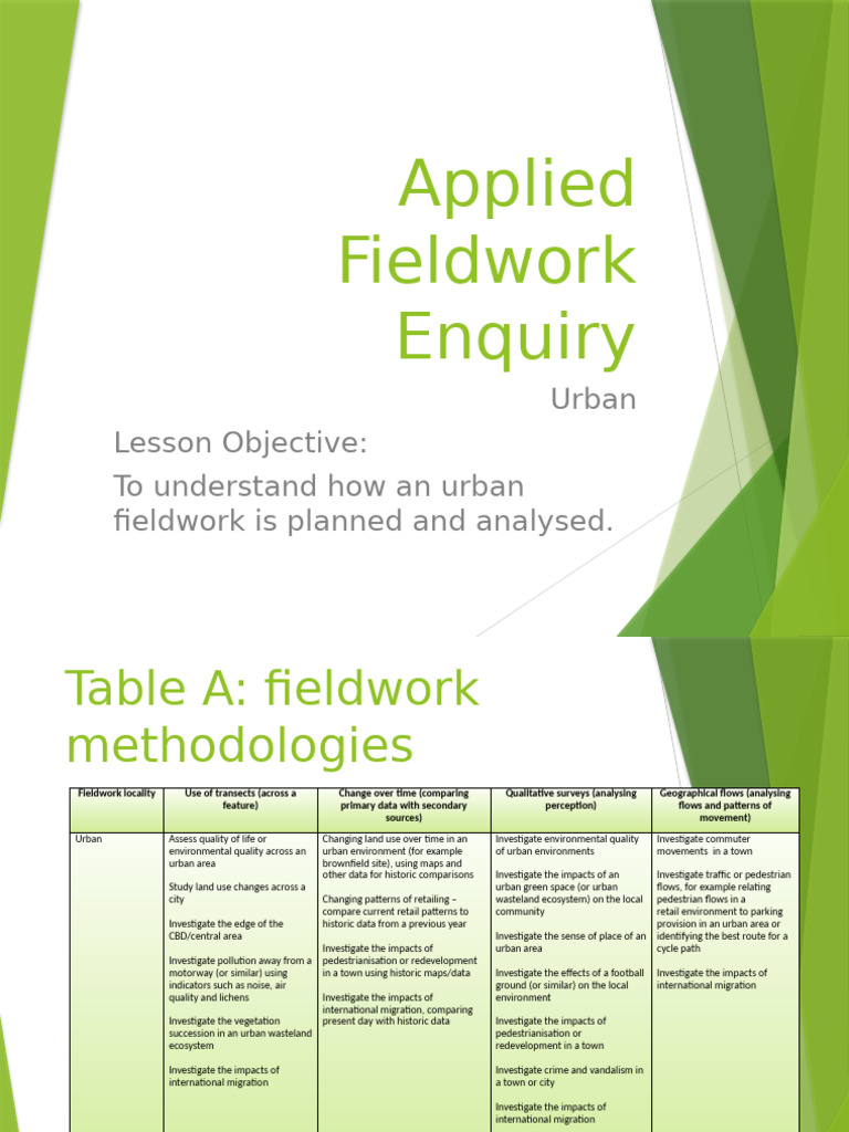 Applied Fieldwork Enquiry URBAN | PDF | Risk | Methodology