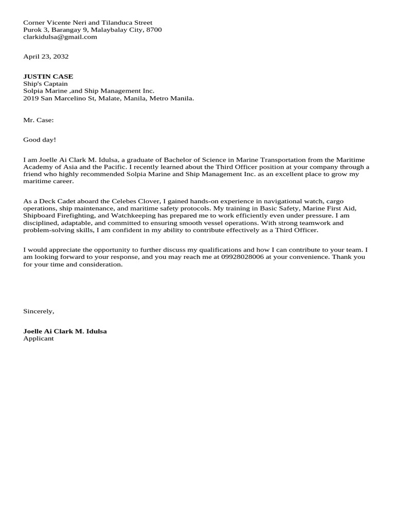 Applicant Letter Xlark | PDF