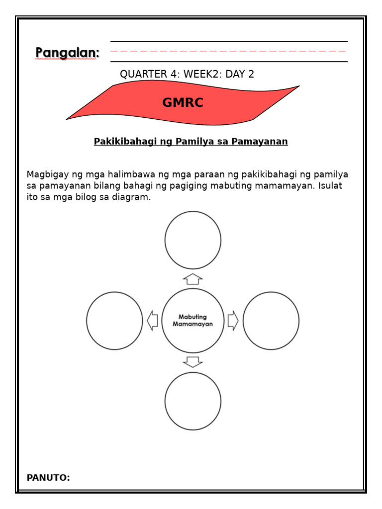 Worksheet GMRC q4 Week2 | PDF