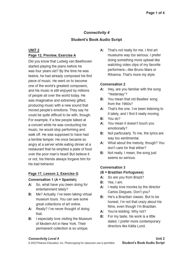 CTY4 Student Book Audio Script Unit 2 | PDF | Brainstorming | Creativity