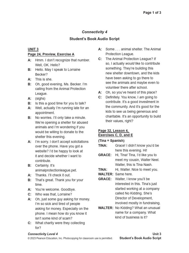 CTY4 Student Book Audio Script Unit 3 | PDF | Poverty | Poverty & Homelessness