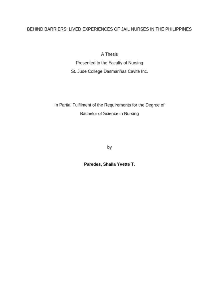 Thesis Draft Na Draft Na Draft CHAPTER1 | PDF | Nursing | Prison
