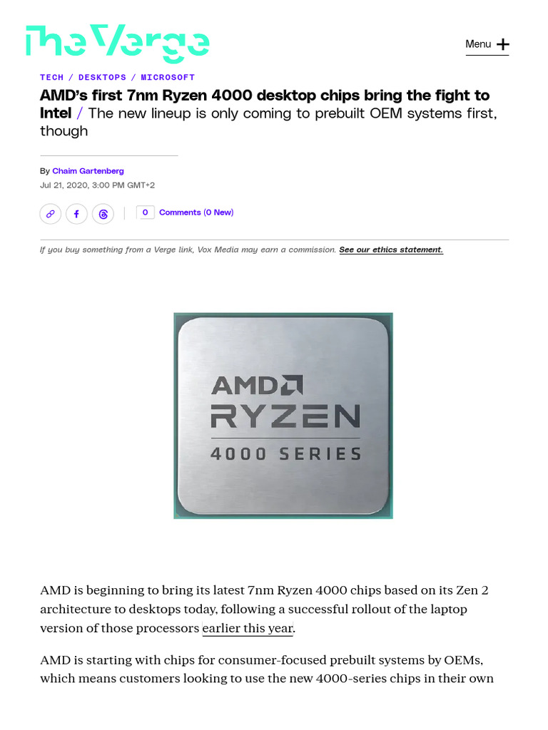 AMD’s first 7nm Ryzen 4000 desktop chips bring the fight to Intel - The ...