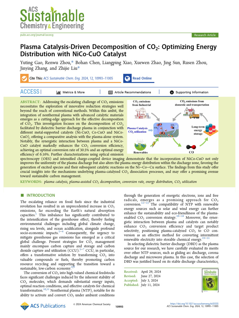 Plasma-Catalyzed CO2 Decomposition Optimization | PDF | Catalysis ...