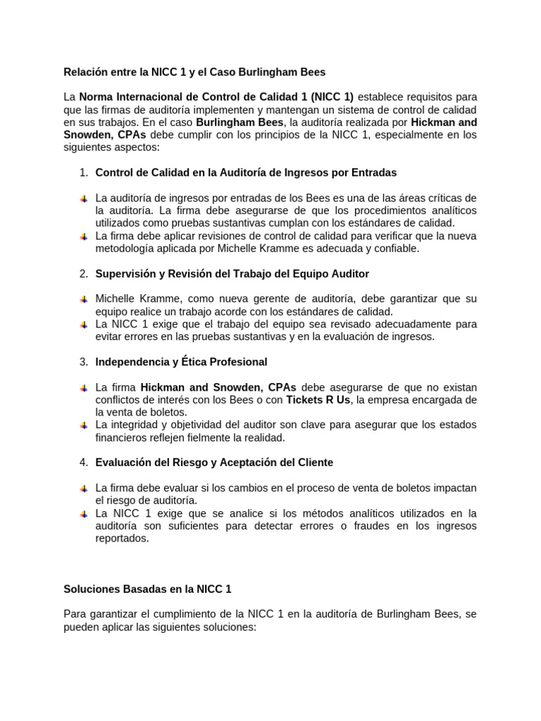 Relación entre la NICC 1 y el Caso Burlingham Bees | PDF | Auditoría