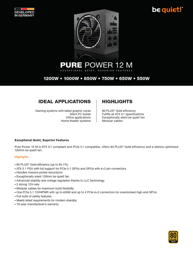 Pure Power 12 M Datasheet en | PDF | Electronics | Computer Engineering