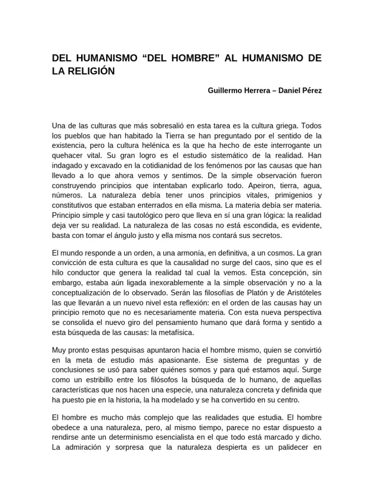 Evolución del Humanismo y su Significado | PDF | Realidad | Humanismo