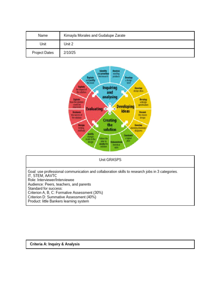 7th Grade MYP Design Journal YR2 1 1 | PDF | Mathematics | Educational ...