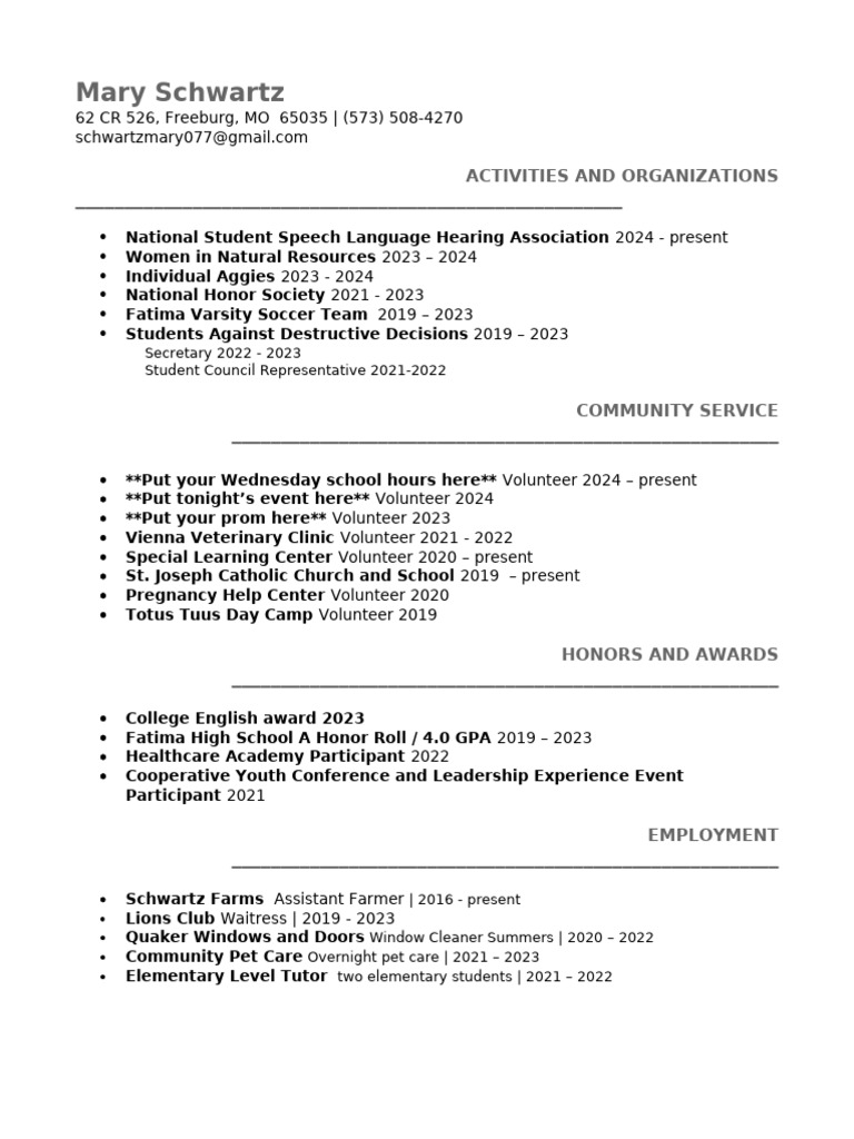 Schwartz, Mary - Resume 2024 | PDF