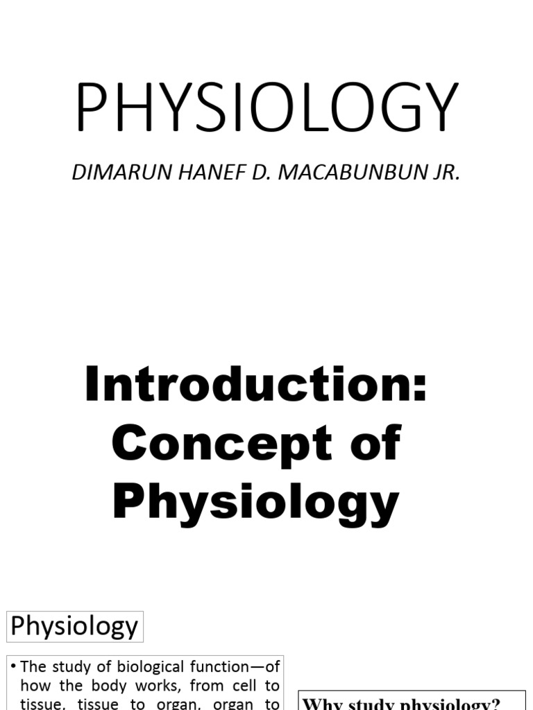 Lesson 1 Intro - Physio | PDF | Physiology | Homeostasis