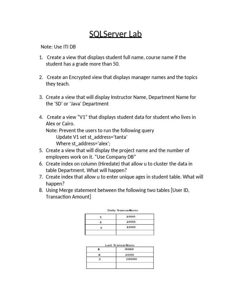 SQL Server Views and Index Creation Guide | PDF