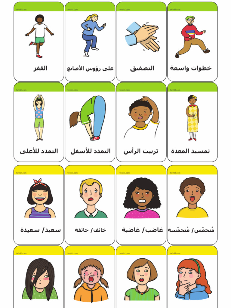 Ar T C 792 Action and Emotion Words Flash Cards Arabic | PDF
