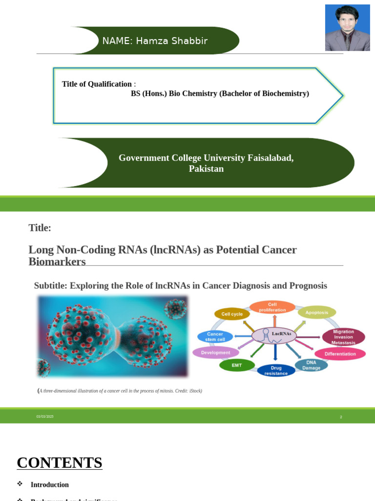 Hamza Shabbir Research Direction | PDF | Cancer | Biomarker