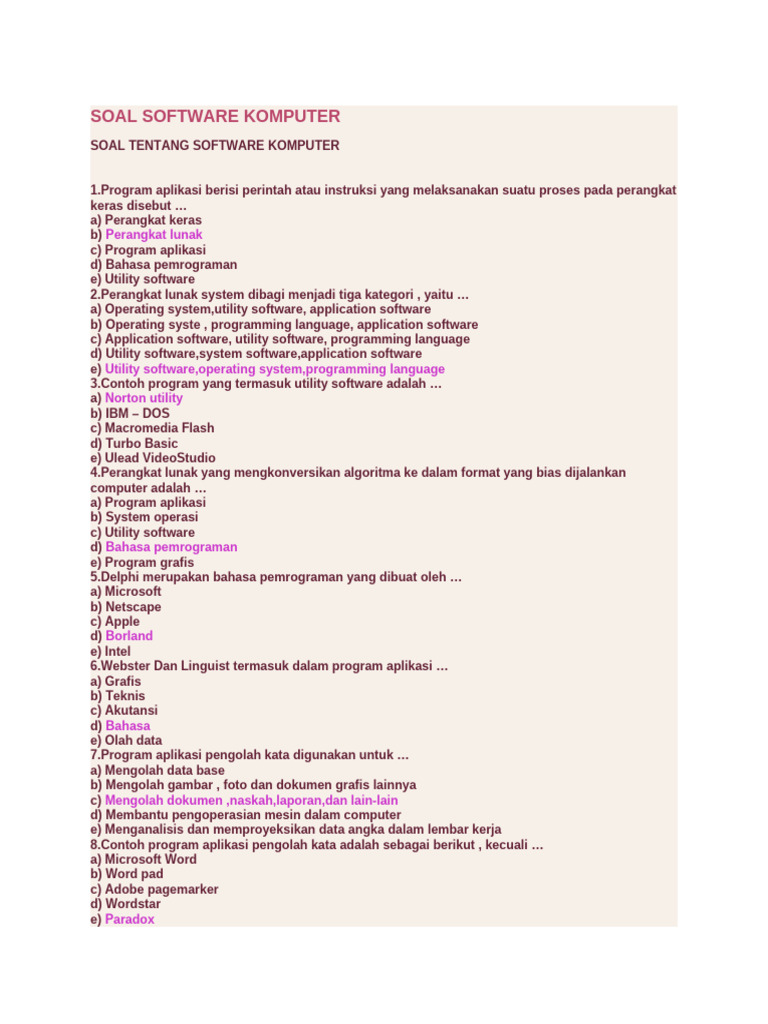 Soal Software Komputer | PDF