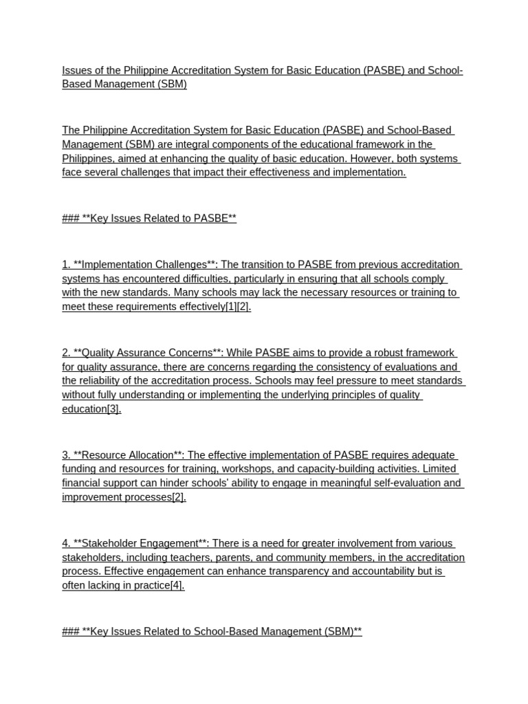 Issues of The Philippine Accreditation System For Basic Education | PDF ...
