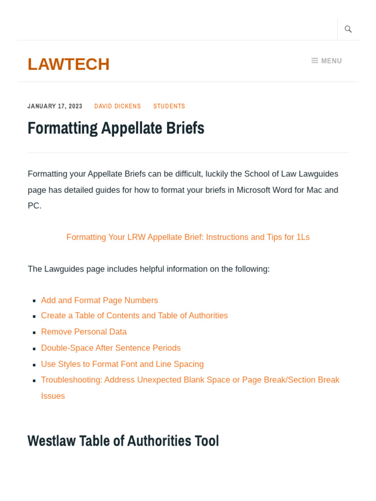 Formatting Appellate Briefs | PDF | Software | Computing