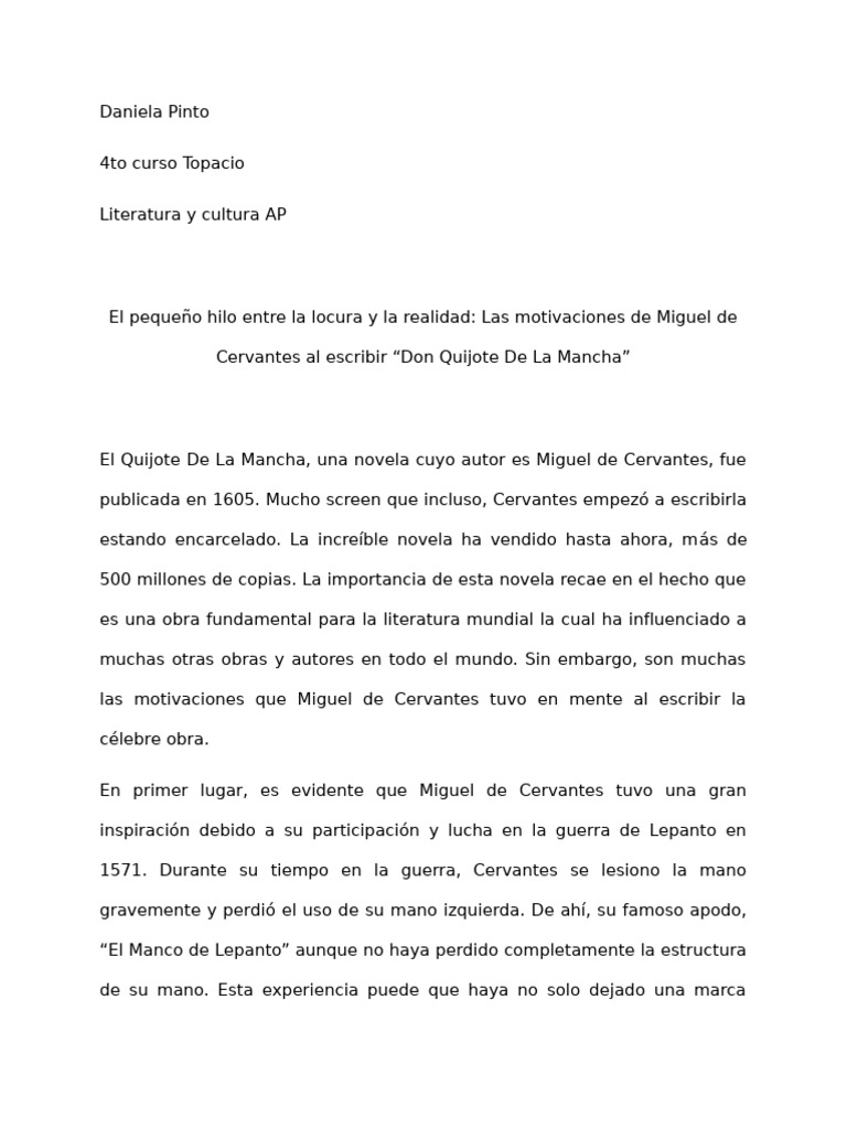 Ap Lit y Cultura El Quijote | PDF | Miguel De Cervantes | Don Quijote