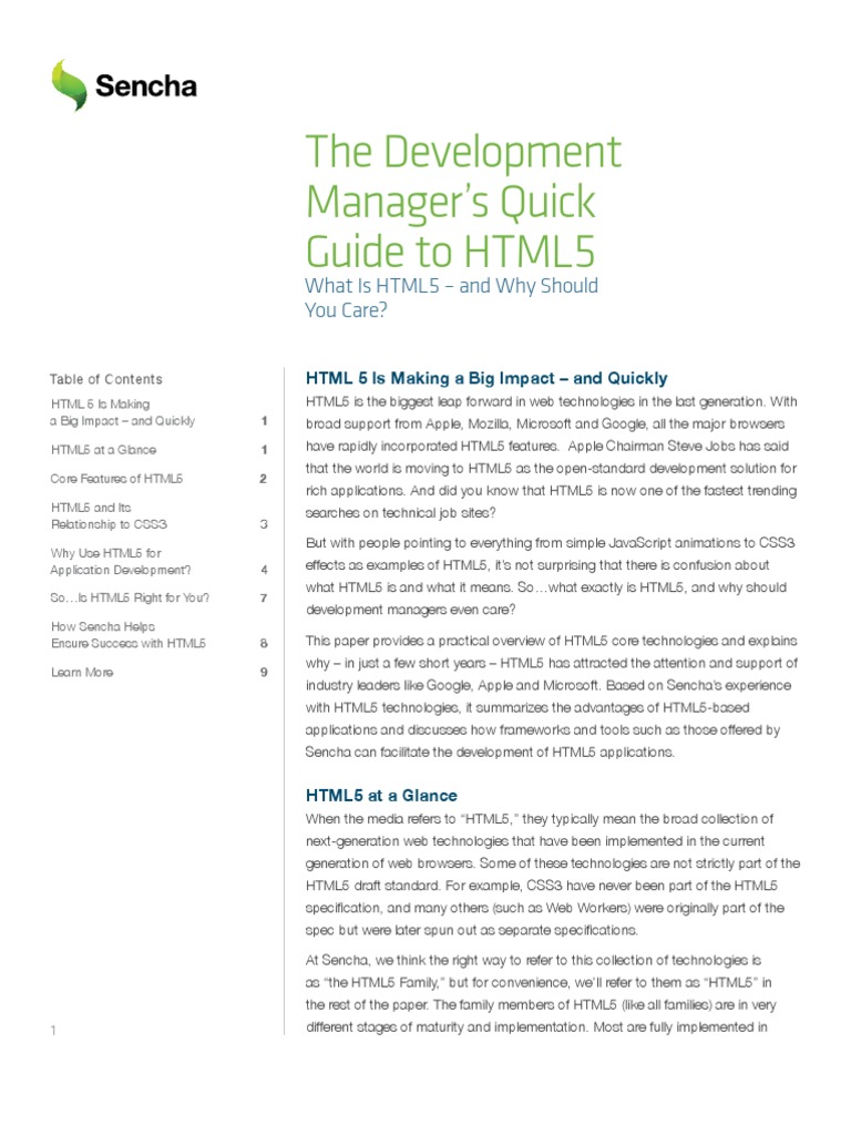 Guide To HTML 5 | PDF | Cascading Style Sheets | Sencha Touch