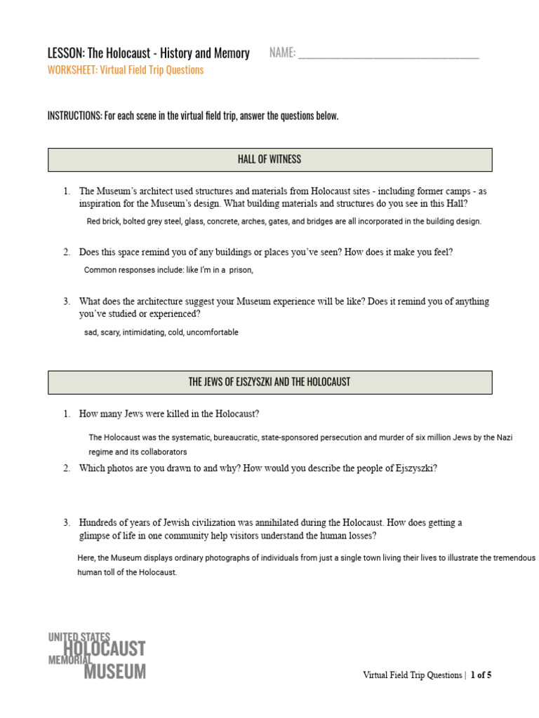 Kami Export - Devon Lee - The Holocaust - History and Memory Worksheet ...