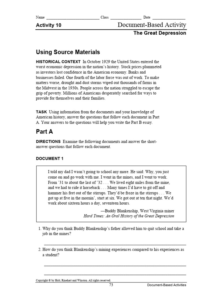 Devon Lee - (Template) The - Great - Depression - DBQ 1-7 | PDF | Great ...