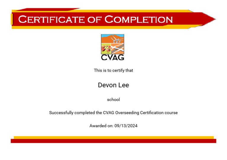 CVAG Overseeding Certification | PDF