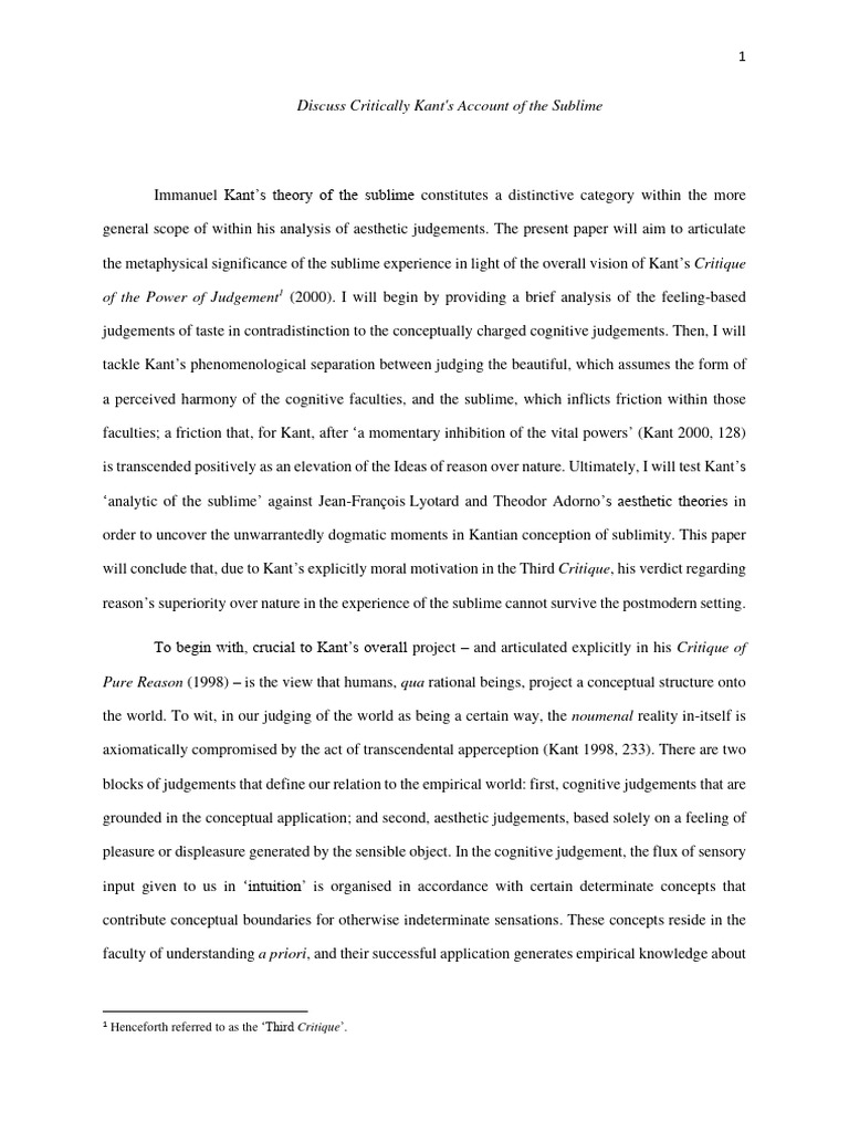 On Kants Account of The Sublime | PDF | Immanuel Kant | Beauty