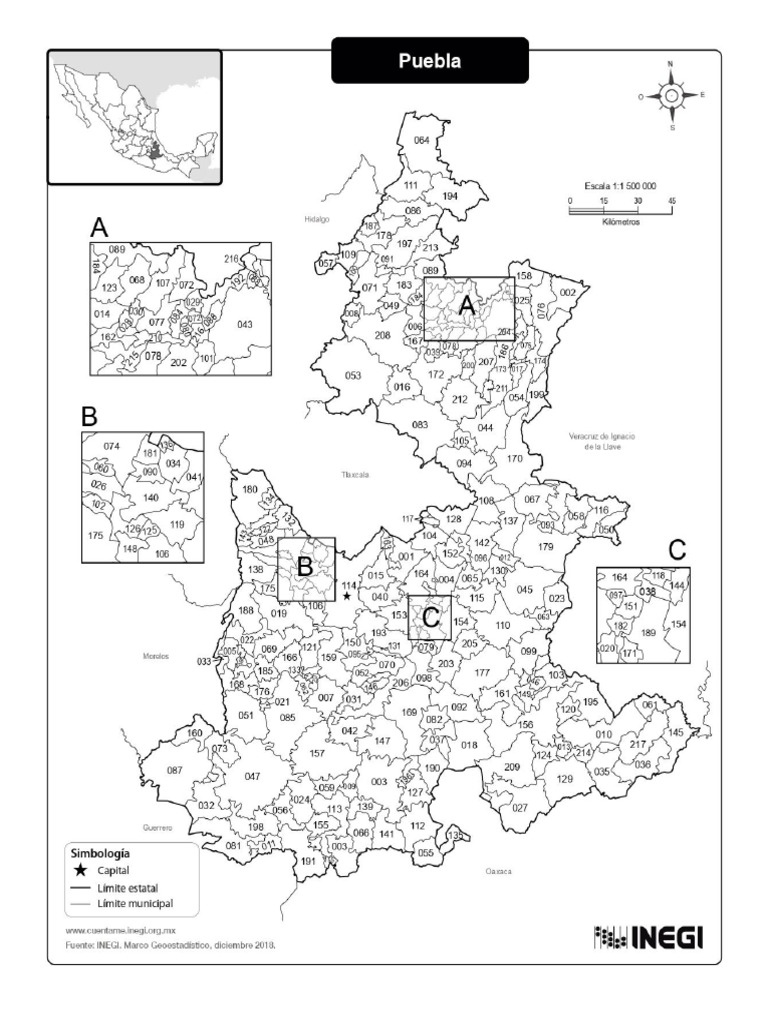 Mapa Del Estado de Puebla Con Nombres | PDF