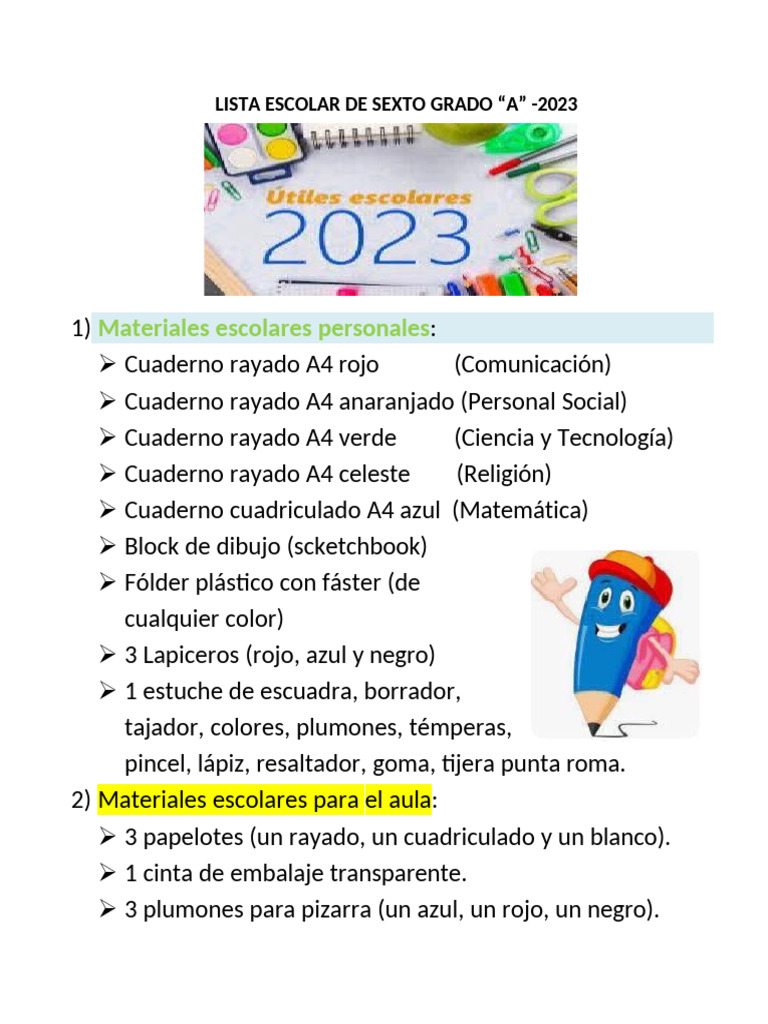 Útiles Escolares | PDF