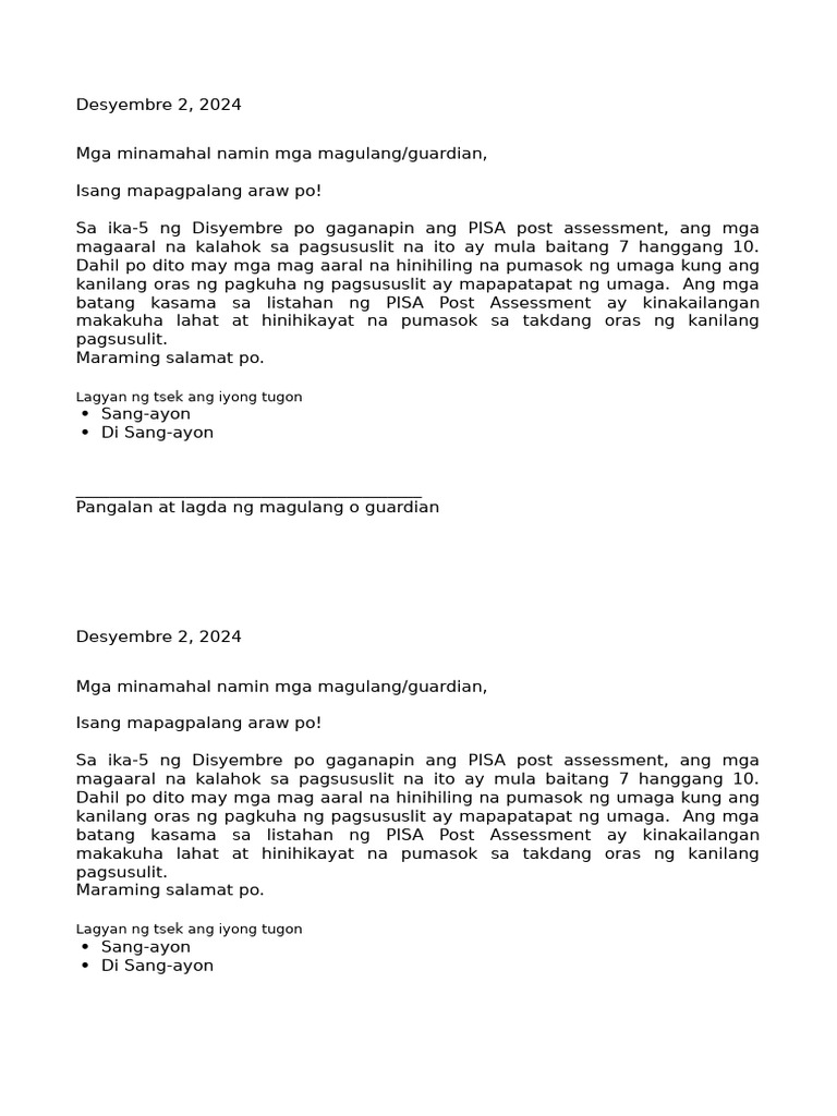 waiver pisa exam | PDF