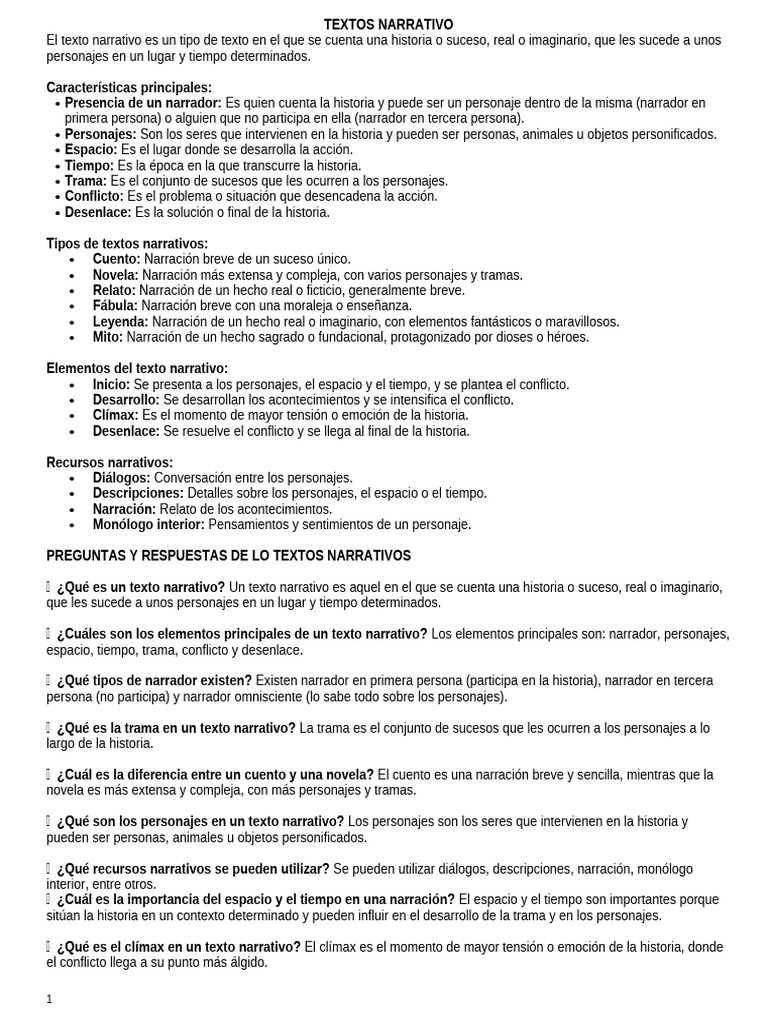 Guía Completa de Textos Narrativos | PDF | Ensayos | Narración