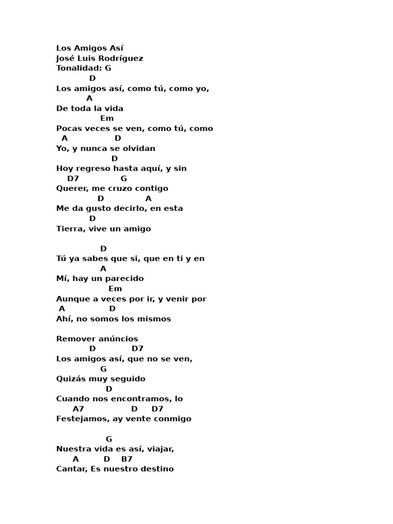 Letra de "Los Amigos Así" | PDF