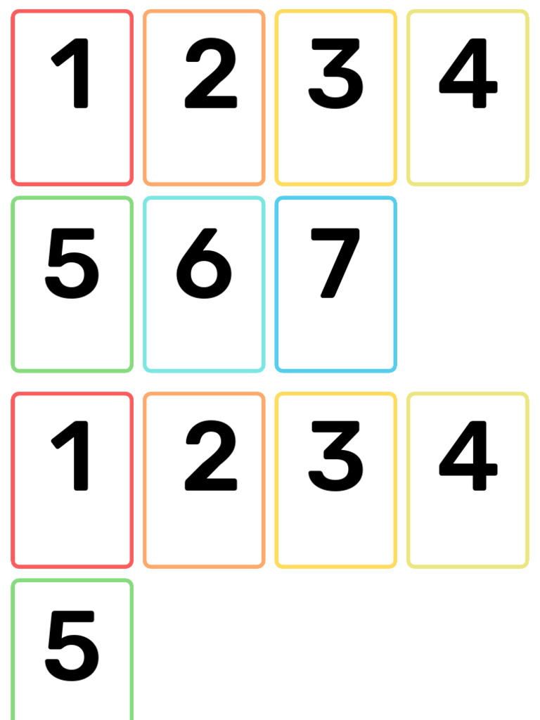 Números Flashcards Coloridas Tarjetas de Aprendizaje | PDF
