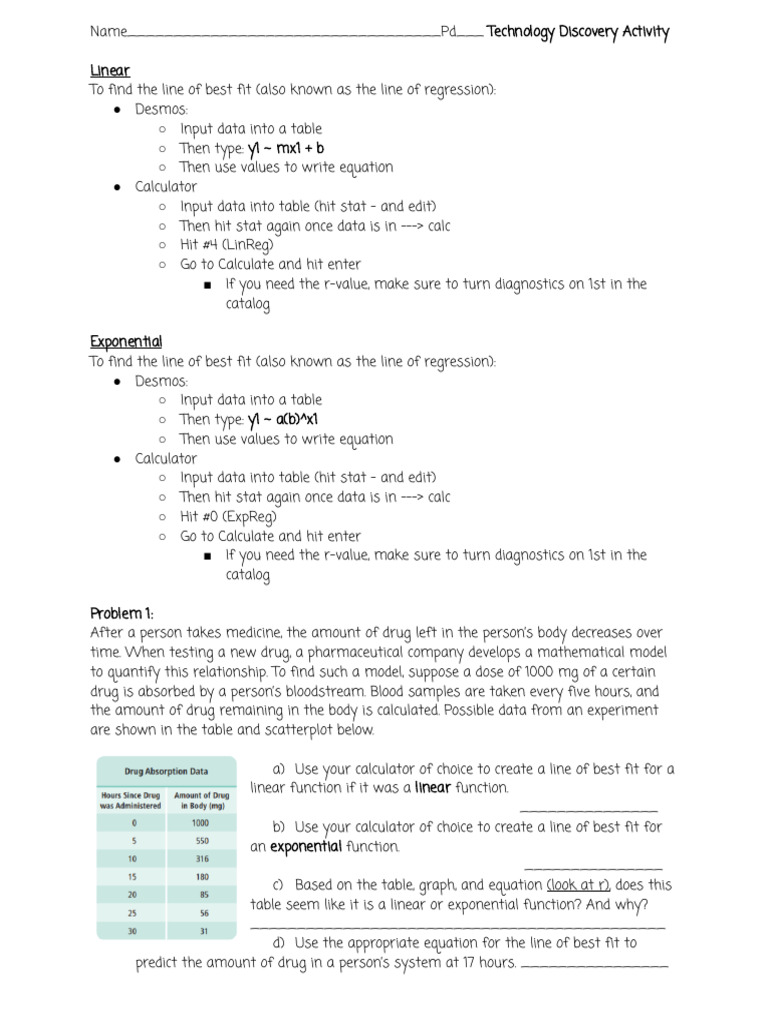 Exponential Regression with Desmos Guide | PDF | Function (Mathematics ...