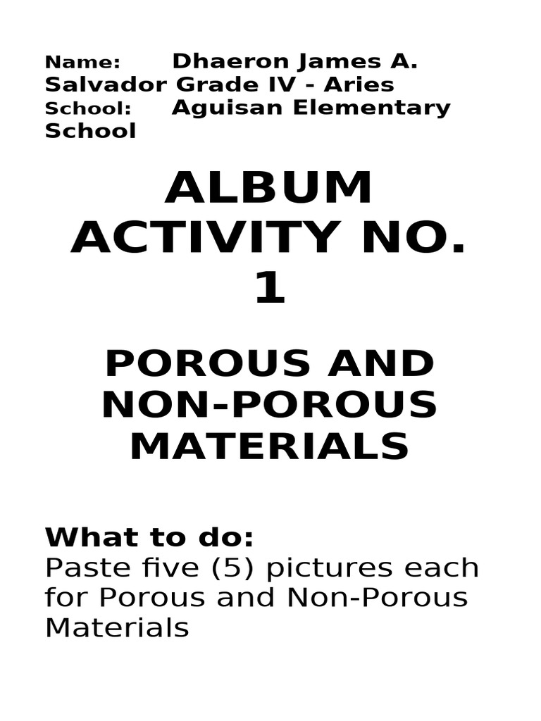 Activity 1 Porous and Non Porous | PDF