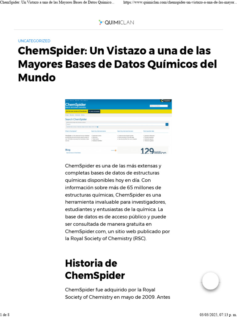ChemSpider - Un Vistazo A Una de Las Mayores Bases de Datos Químicos ...