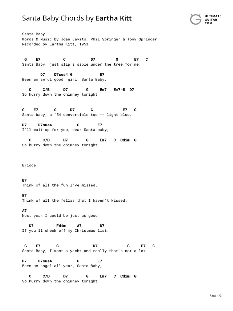 Santa Baby Chords & Lyrics Guide | PDF