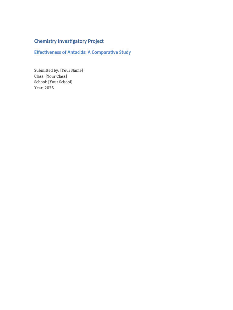 Effectiveness of Antacids Project With Images | PDF | Acid | Chemical ...