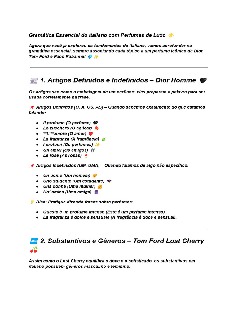 PROVA DE ITALIANO 11 - NÍVEL MUITO DIFÍCIL - Documentos Google | PDF | Perfume | Pronome