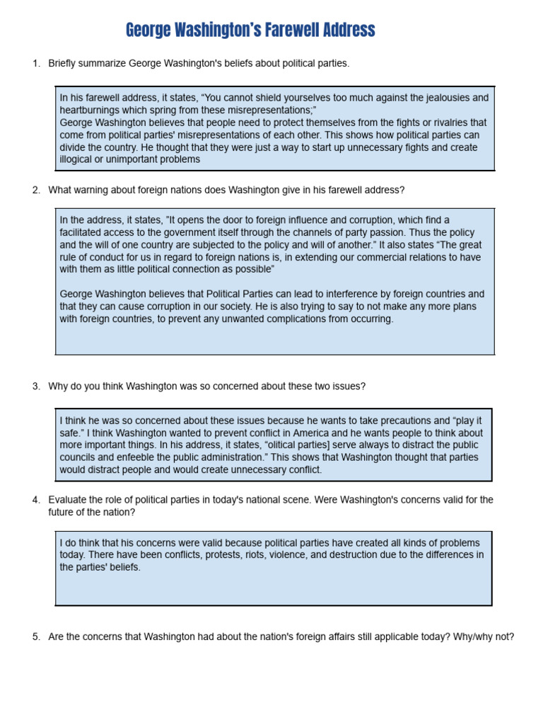 Washington Farewell Address | PDF