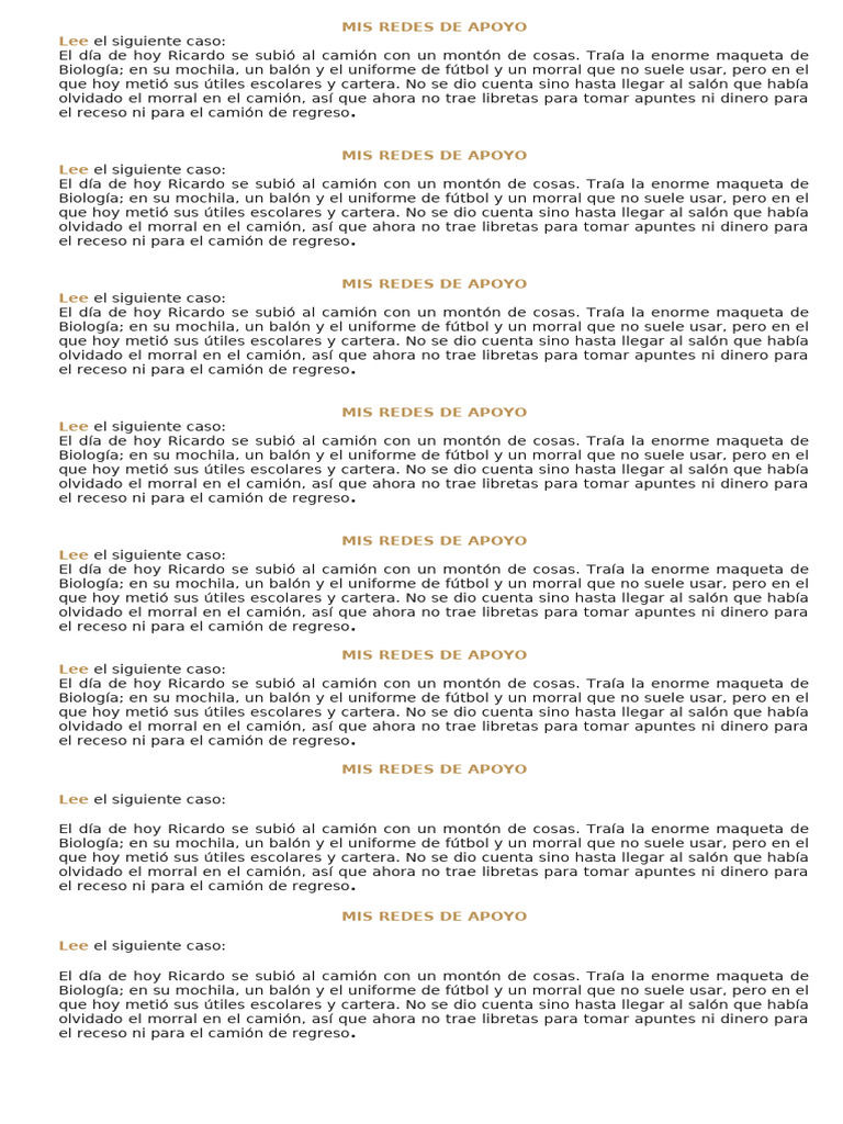 Mis Redes de Apoyo | PDF | Mochila | Vida domestica