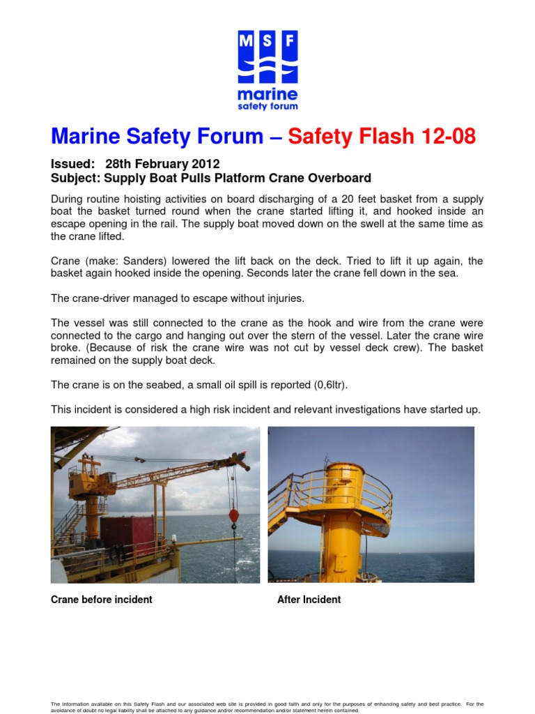 MSF Safety Flash 12.08 | PDF | Crane (Machine) | Shipping